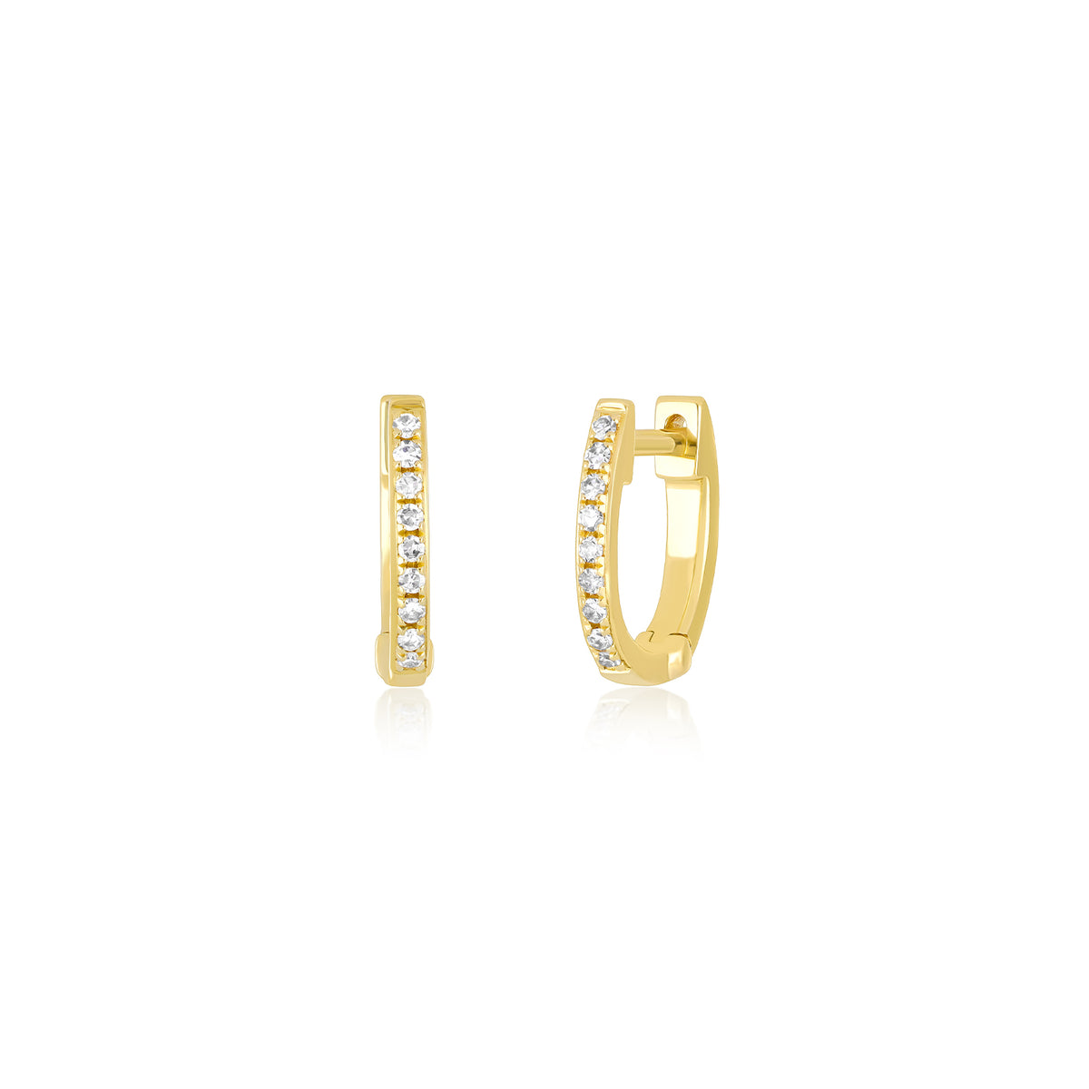 Diamond Mini Huggie Earring | 14k Gold | EF Collection — EF Collection®