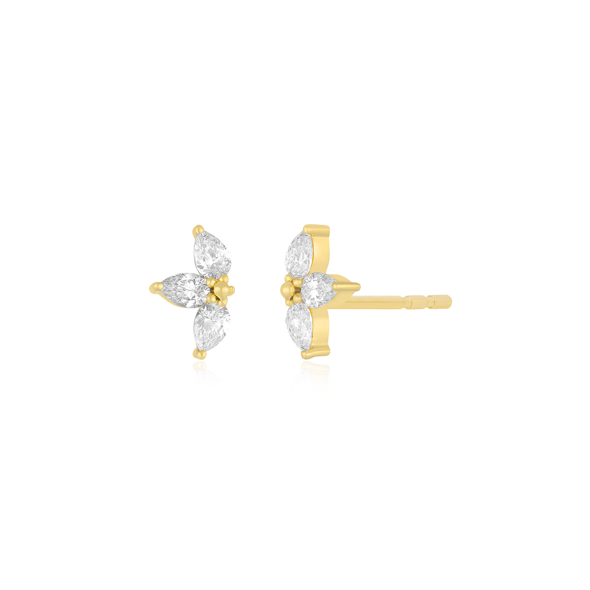 Triple Diamond Mini Pear Stud Earring | 14k Gold | EF Collection — EF ...