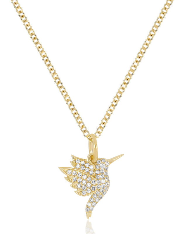 Pave Diamond Mini Hummingbird Necklace | 14k Gold | EF Collection — EF ...