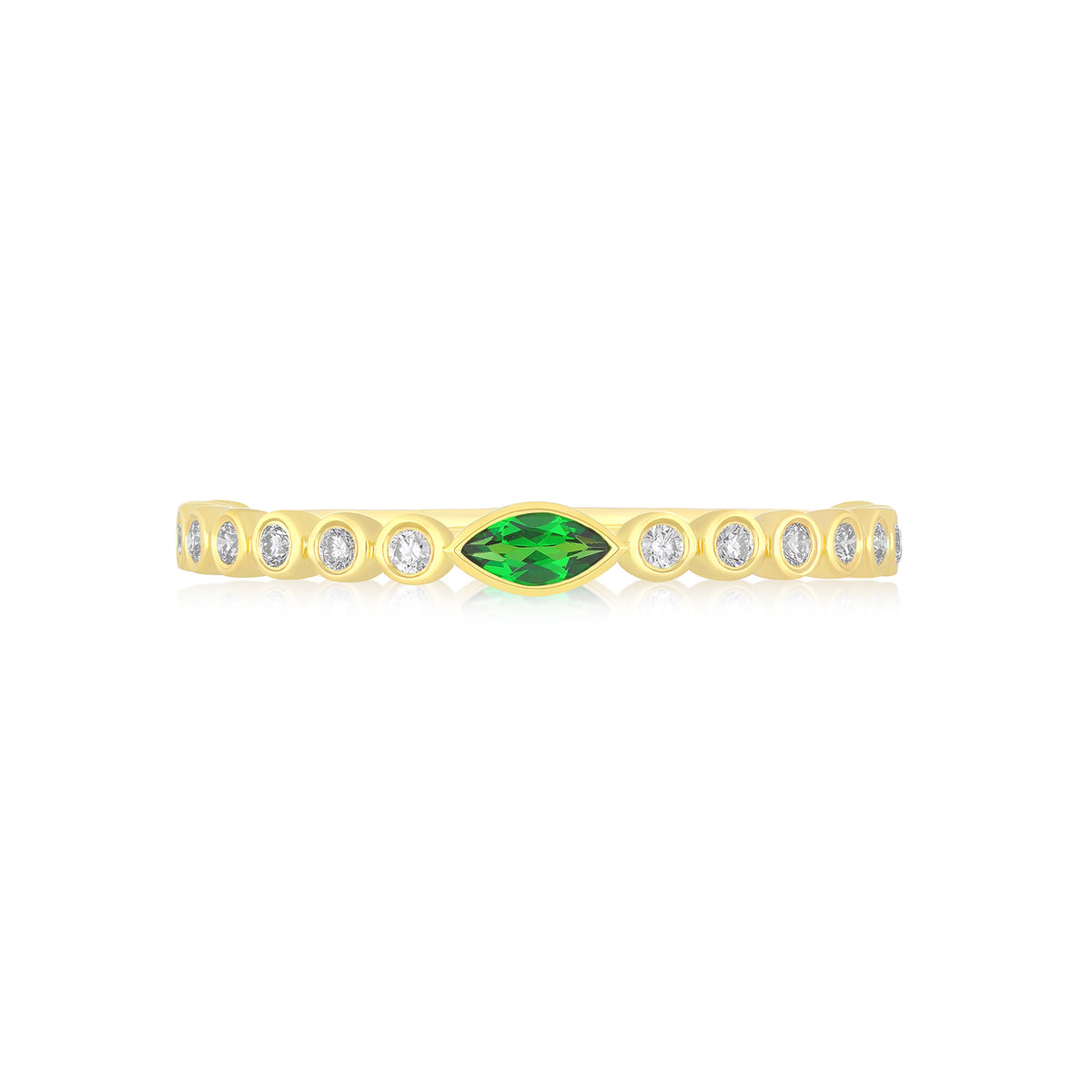 Diamond and Tsavorite Bezel Stack Ring | 14k Gold | EF Collection — EF Collection®