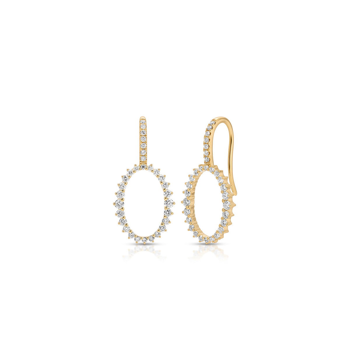 Graduated Diamond Oval Earrings | 14k Gold | EF Collection — EF Collection®