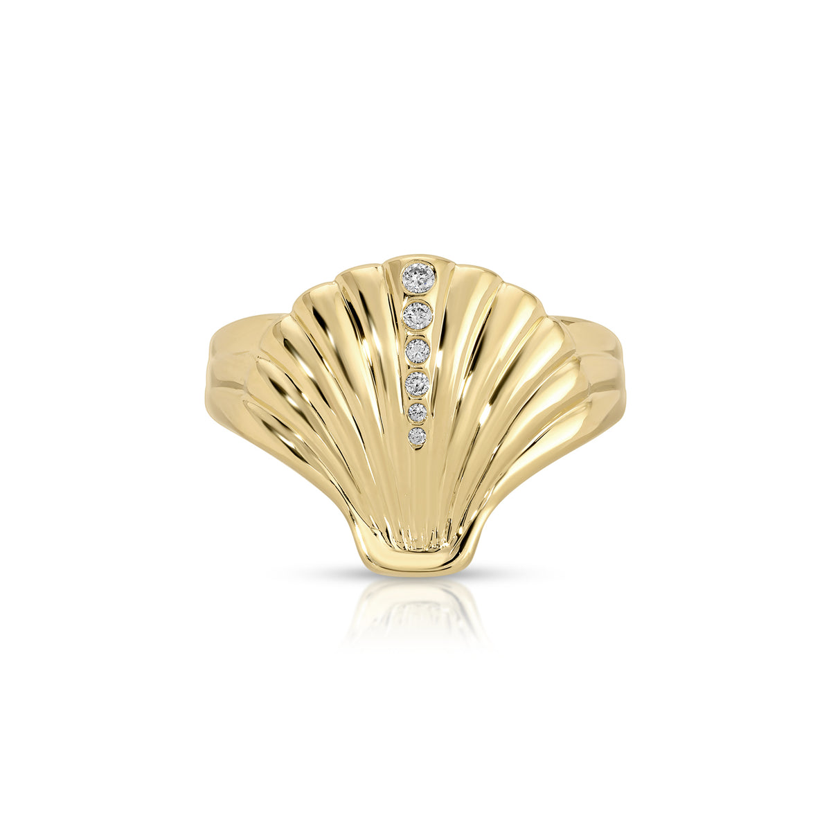 Gold and Diamond Shell Ring | 14k Gold | EF Collection — EF Collection®