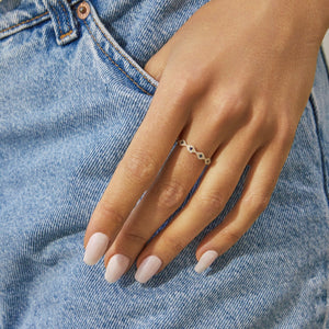 Diamond Blue Sapphire Multi Evil Eye Stack Ring — EF Collection®