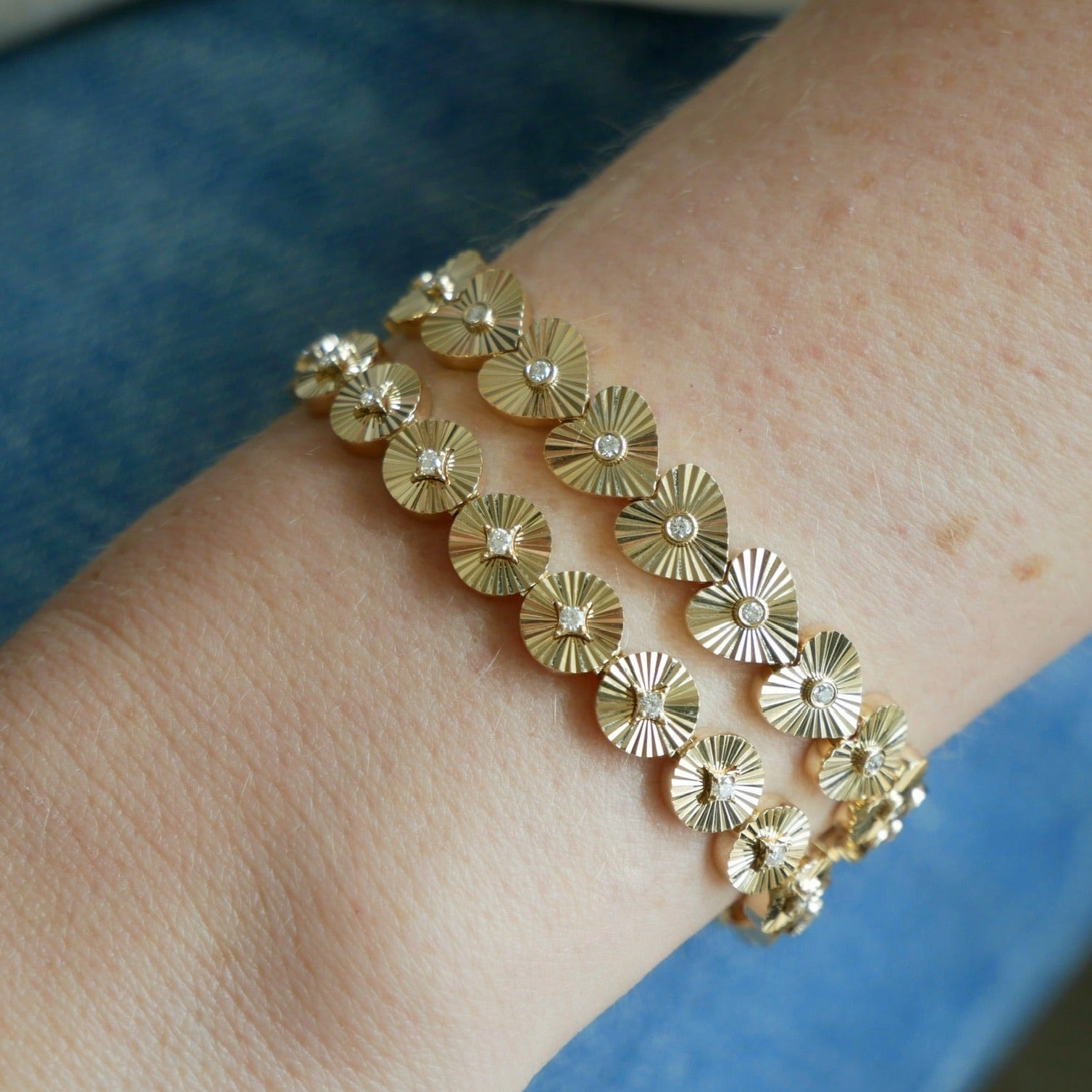 Gold & Diamond Fluted Disc Eternity Bracelet | 14k Gold | EF Collection ...