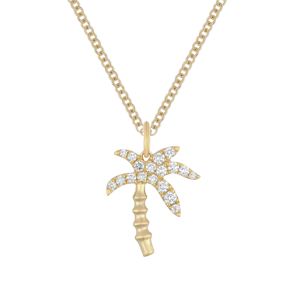 Jumbo Diamond Palm Tree Necklace | 14k Gold | EF Collection — EF ...