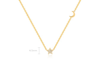 Diamond Baby Star & Gold Moon Necklace — EF Collection®