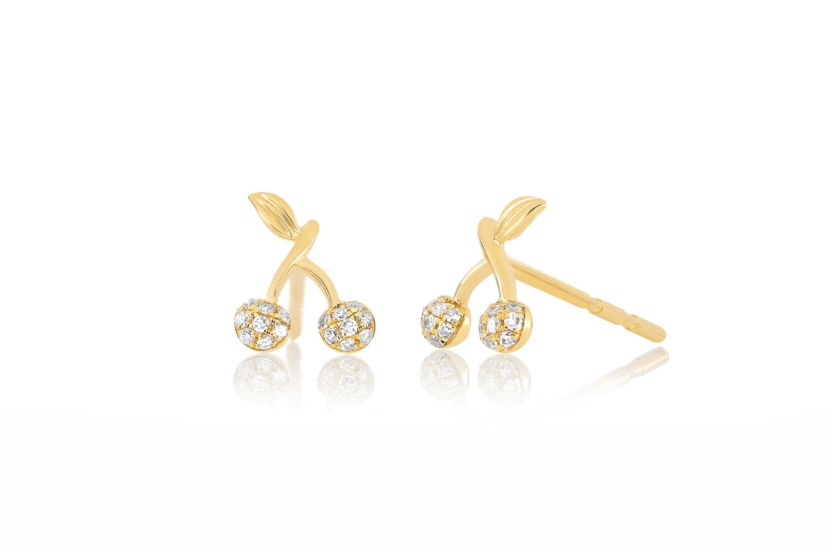 Diamond Mini Cherry Stud Earring | 14k Gold | EF Collection — EF ...