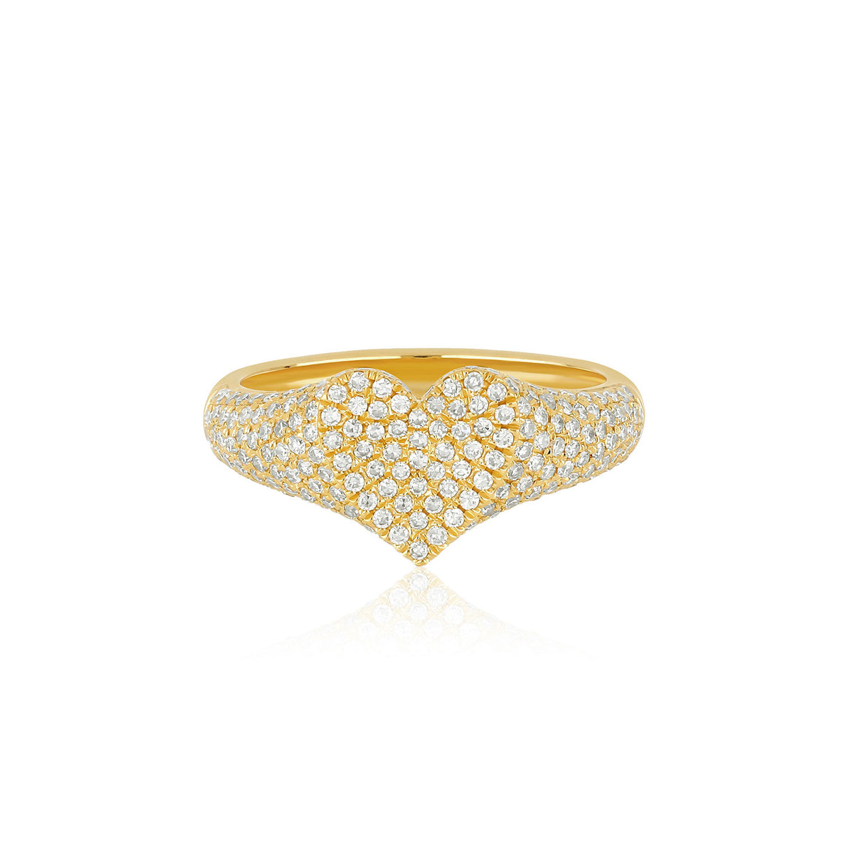 Diamond Heart Signet Ring | 14k Gold | EF Collection — EF Collection®